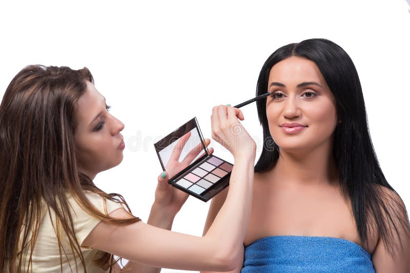 The Young Woman Getting Make-up Isolated on White Stock Photo - Image ...