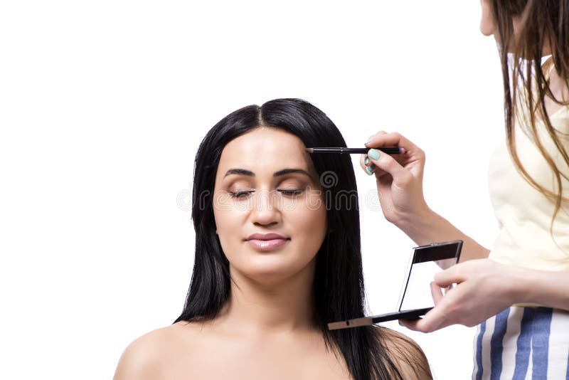 The Young Woman Getting Make-up Isolated on White Stock Image - Image ...