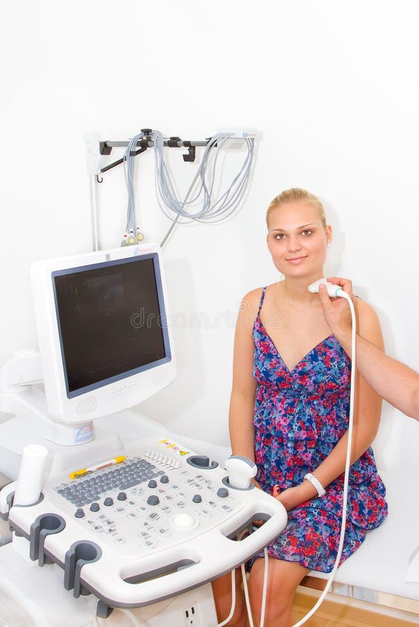 Man Getting Ultrasound of a Thyroid from Doctor Stock Image - Image of ...
