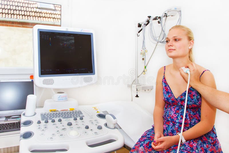 Man Getting Ultrasound of a Thyroid from Doctor Stock Image - Image of ...