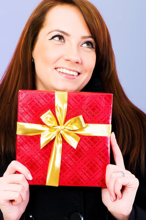 Young woman with gift box stock image. Image of party - 12169795