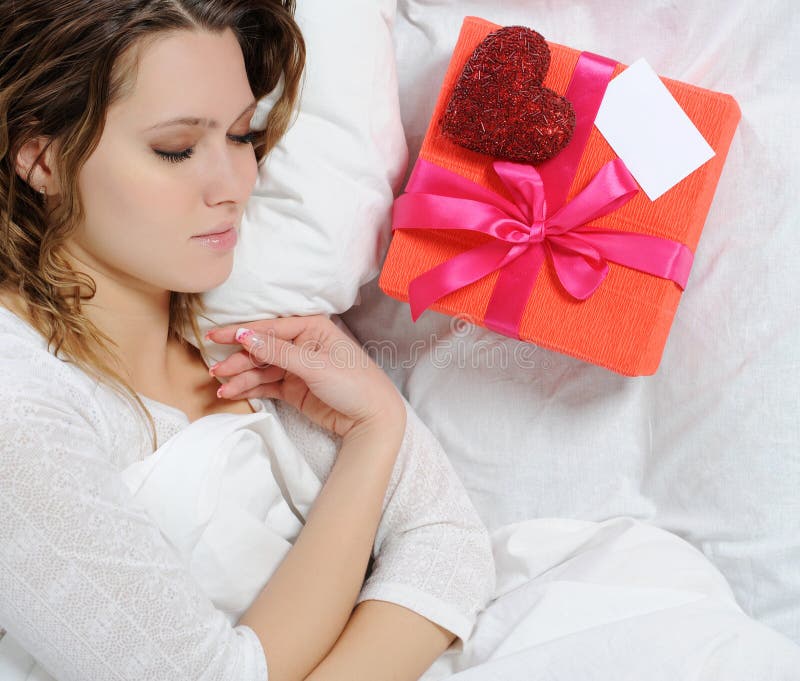 Young Woman with a Gift Box Stock Image - Image of love, care: 18025149