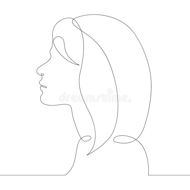 Young Woman Girl Portrait Profile Head Bustsketch Side View Stock Illustration Illustration Of