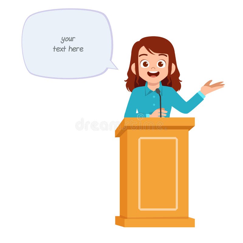 Young Woman Give Good Speech on Podium Stock Vector - Illustration of ...
