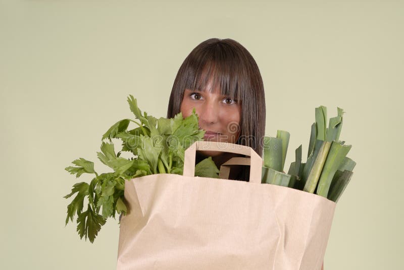 Young Woman with Grocery Bag Stock Photo - Image of portrait, leek ... Young Woman with Grocery Bag Stock Photo - Image of portrait, leek ...