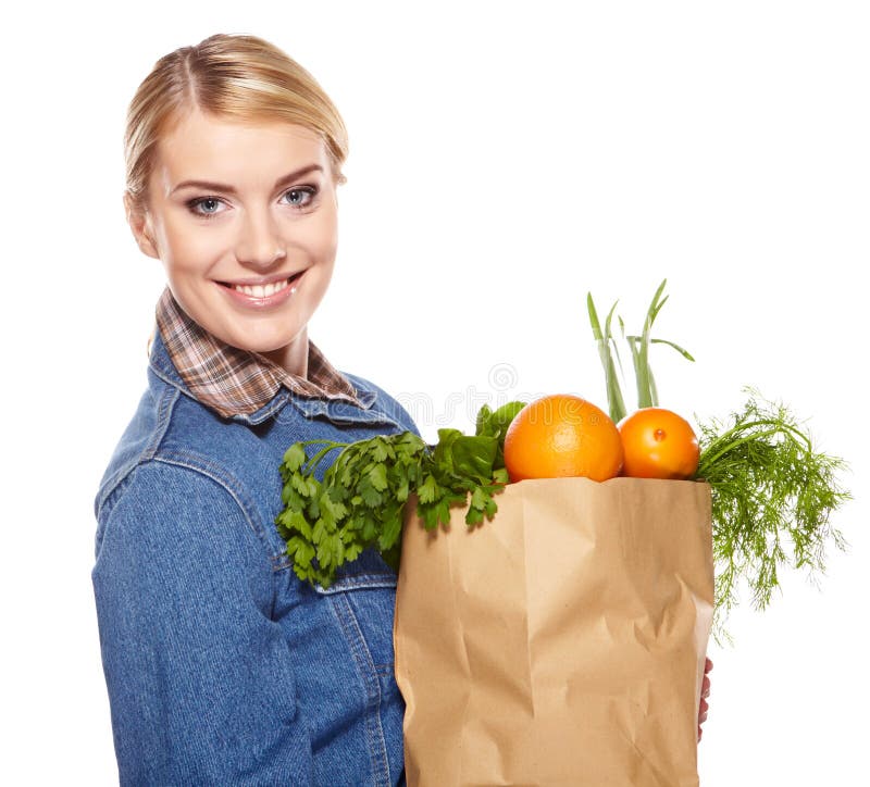 Young Woman with a Grocery Shopping Bag. Stock Photo - Image of ... Young Woman with a Grocery Shopping Bag. Stock Photo - Image of ...