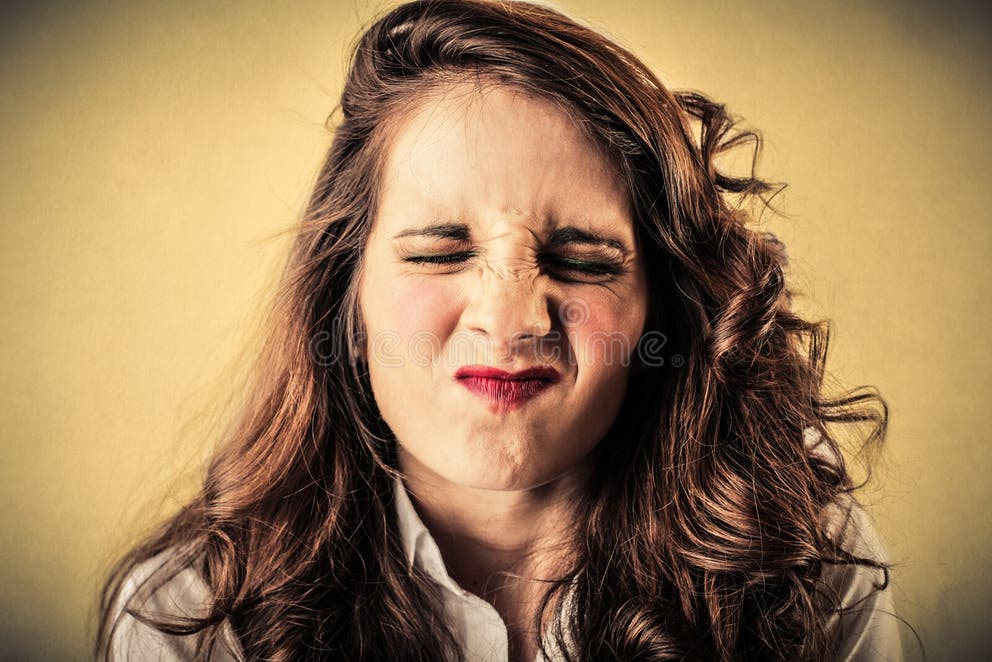 Young Woman with a Grumpy Face Stock Image - Image of beautiful ...