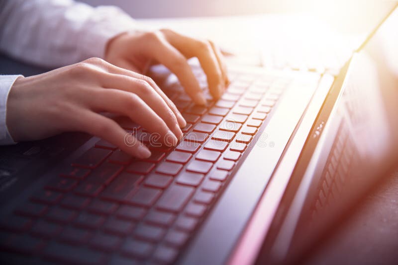 Woman Hand Computer Keyboard Stock Photo - Image of closeup ...