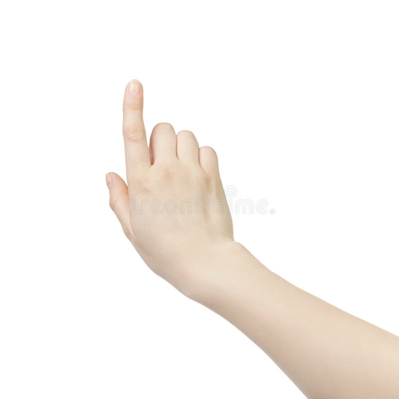 Young Woman Hand Touch Screen Gesture Isolated Stock Image - Image of ...