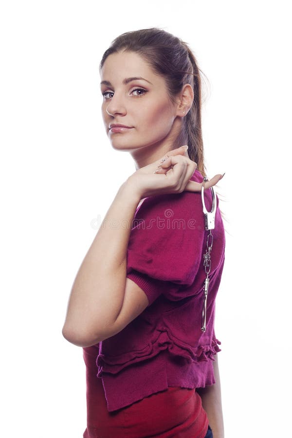 Young woman with handcuffs stock photo. Image of vogue - 21925346