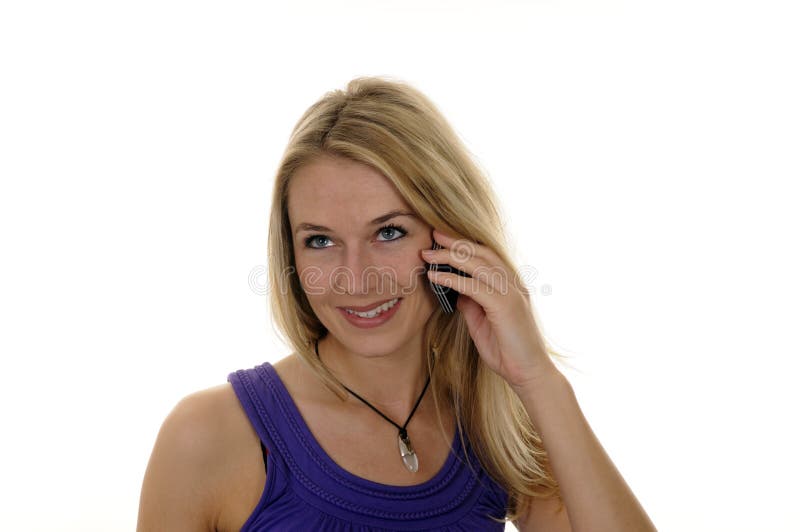 Young woman with handy stock image. Image of friendly - 14745303
