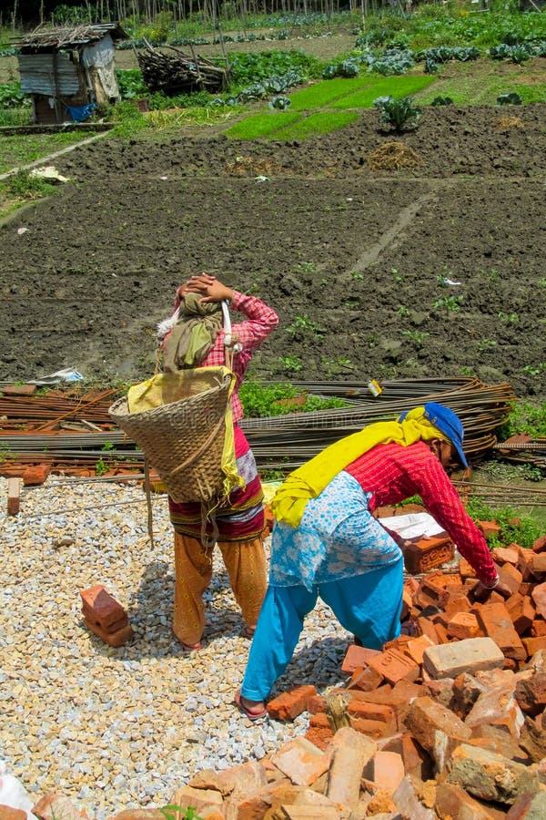 Young Woman Hard Work at the Construction in Nepal Editorial ...