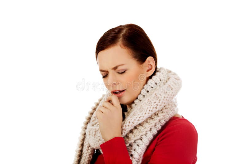 Young Woman Has a Flu. Coughing Stock Photo - Image of illness, alone ...