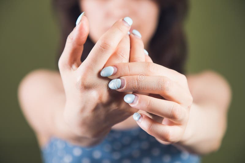 Young Woman Has Sore Fingers Stock Image - Image of ache, therapy ...
