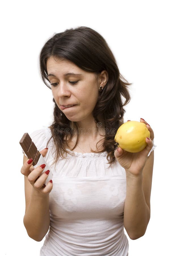Young Woman Having a Dilemma Stock Photo - Image of fruit, fresh: 8175474