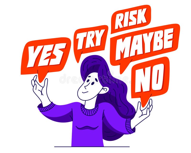 Young Woman Having a Doubt and Question, Vector Illustration of a ...