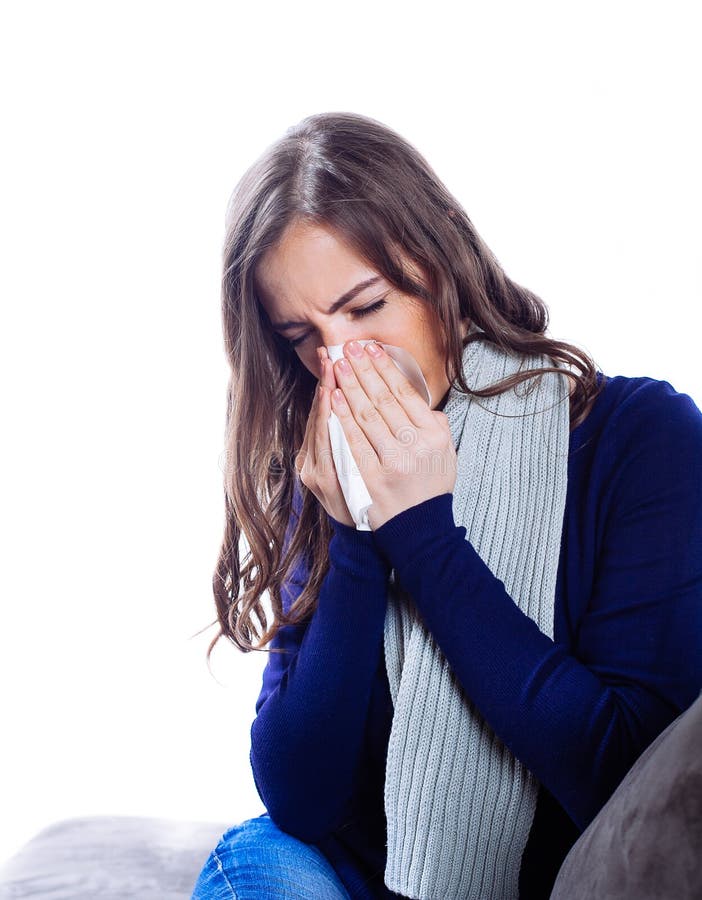 Young woman having flu stock photo. Image of medicines - 65310772