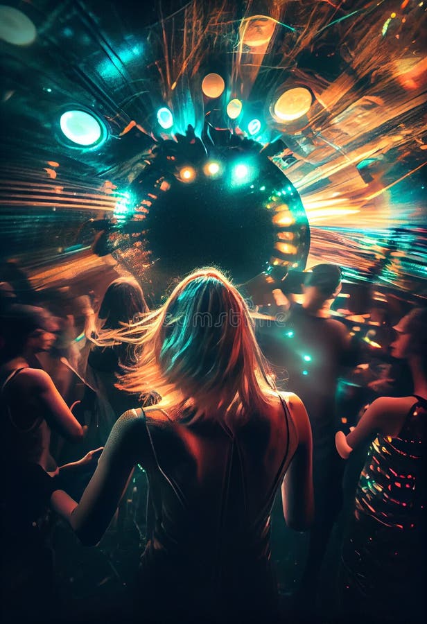 Young Woman Having Fun at the Disco. AI Generated Stock Illustration ...