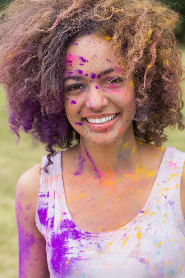 Young Woman Having Fun with Powder Paint Stock Photo - Image of ...