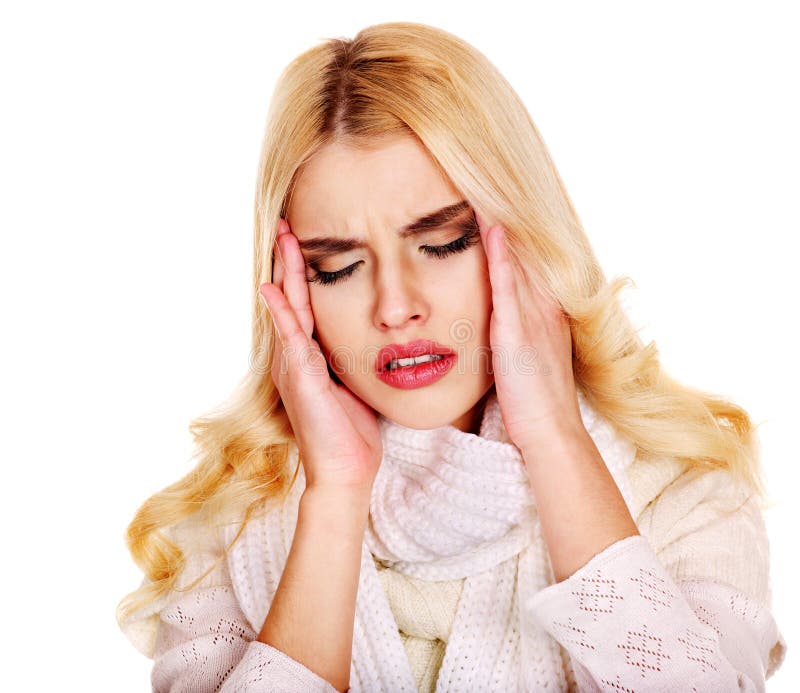 Young Woman Having Headache. Stock Photo - Image of contagious, symptom ...
