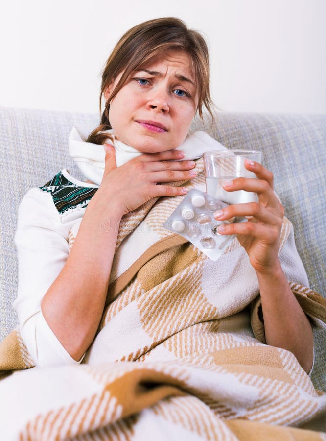 Young Woman Having Heavy Sickly Tonsillitis Stock Photo - Image of ...