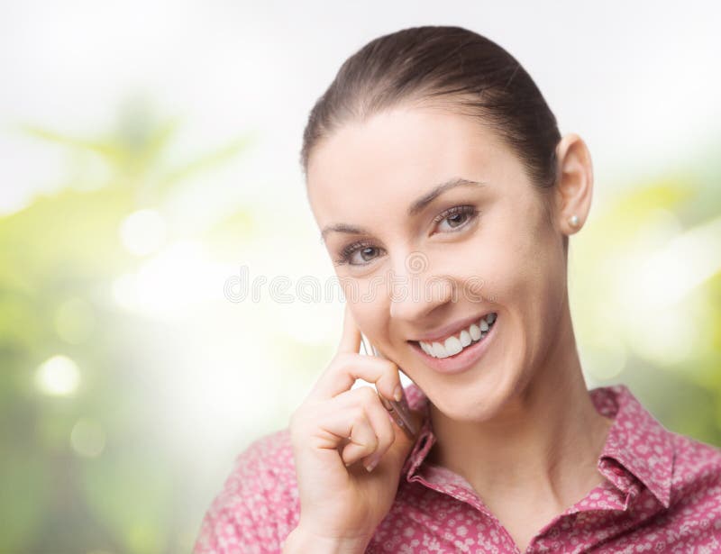 Young Woman Having a Phone Call Stock Image - Image of beautiful ...