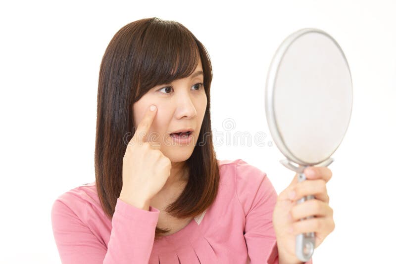 Young Woman Having Skin Problems Stock Photo - Image of cheerful, japan ...