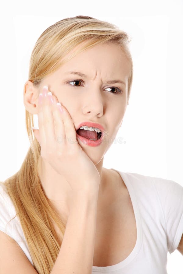 Young Woman is Having Toothache Stock Photo - Image of pressure ...