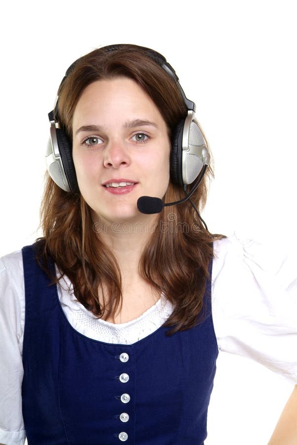 Young woman with head set stock image. Image of headset - 5237521