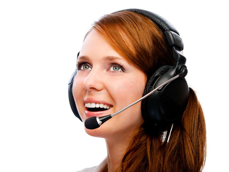 Young woman with headset stock image. Image of look, nice - 18167991