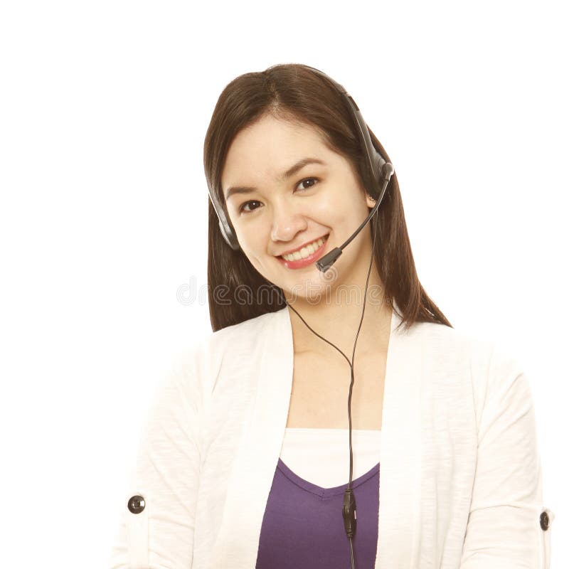Young Woman with Headset stock image. Image of smiling - 24890141