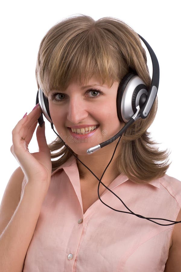 Young woman with headset stock photo. Image of happiness - 2568980