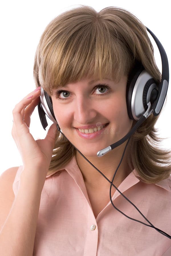 Young woman with headset stock image. Image of beauty - 2603381