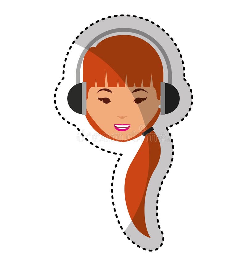 Young Woman with Headset Character Stock Illustration - Illustration of ...