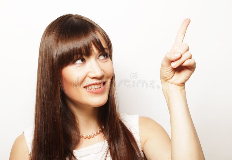 Young Woman with Her Finger Up Stock Image - Image of confident ...