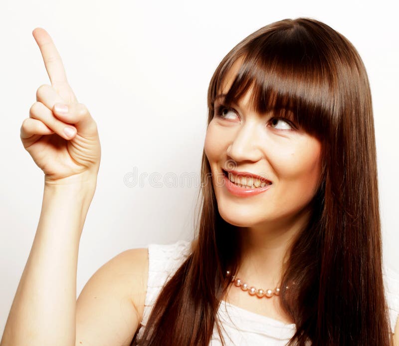Young Woman with Her Finger Up Stock Image - Image of decision ...