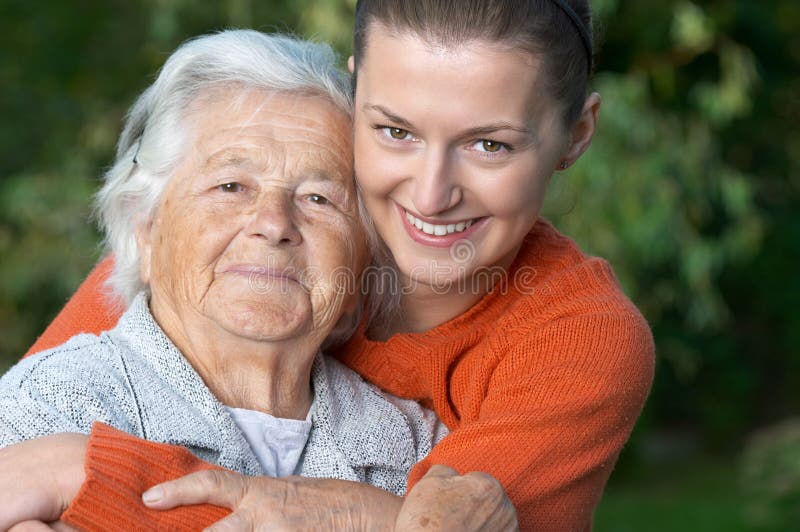Young Woman and Her Grandma Stock Image - Image of brunette, adore: 3176647