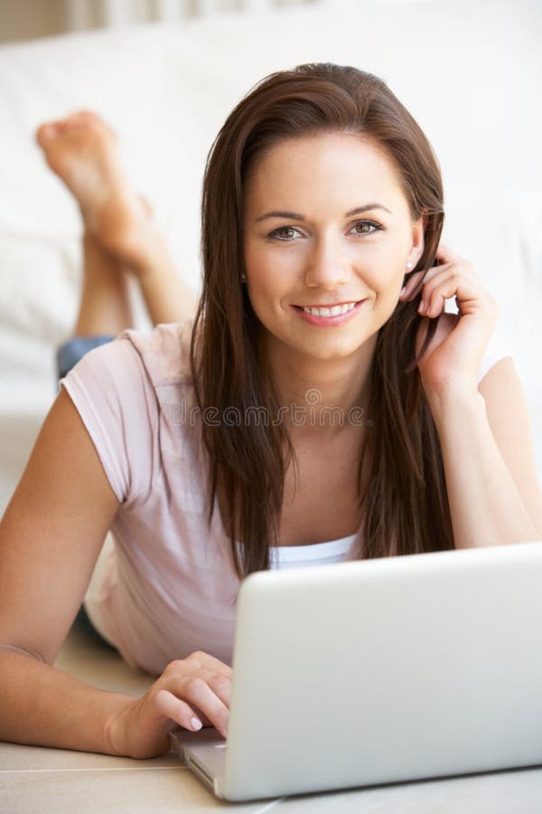 Young Woman on Her Laptop Computer Stock Photo - Image of browsing ...
