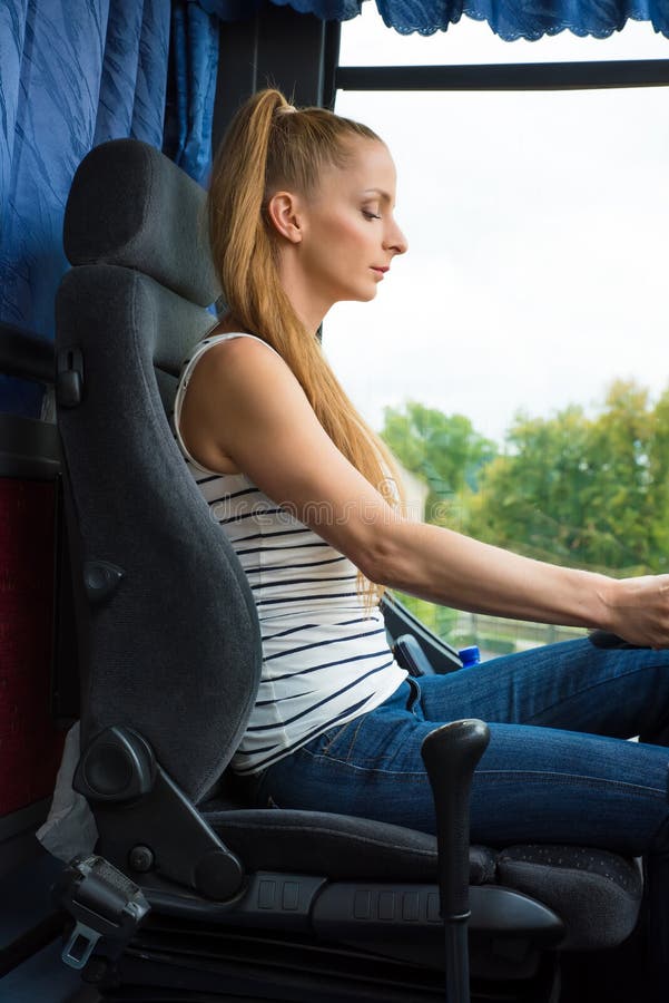 Young Woman in Her Function As a Bus Driver Stock Photo - Image of ...