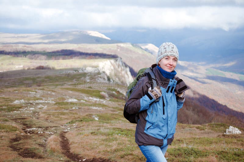 Young woman hiking stock photo. Image of female, journey - 28093484