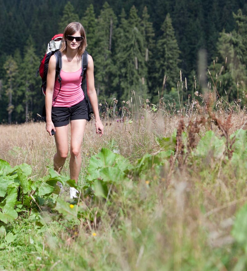 Young Woman Hiking Outdoors Stock Image - Image of adult, healthy: 15422611