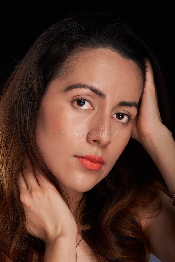 Young woman hispanic face stock photo. Image of black - 76163644