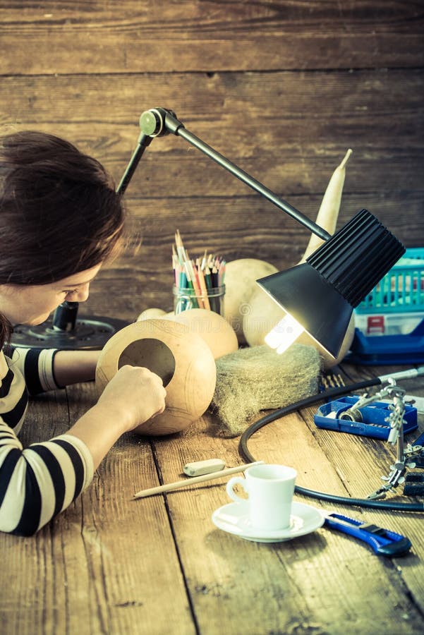 Young Woman Hobby Craft Workshop Stock Photo - Image of handmade, table ...