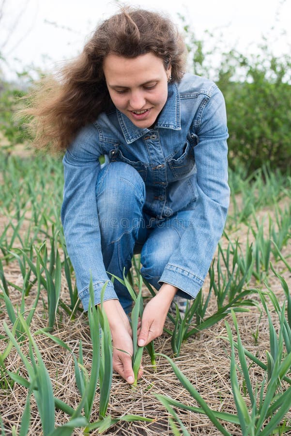 Young Woman with Hoe stock photo. Image of harvest, earth - 20510972
