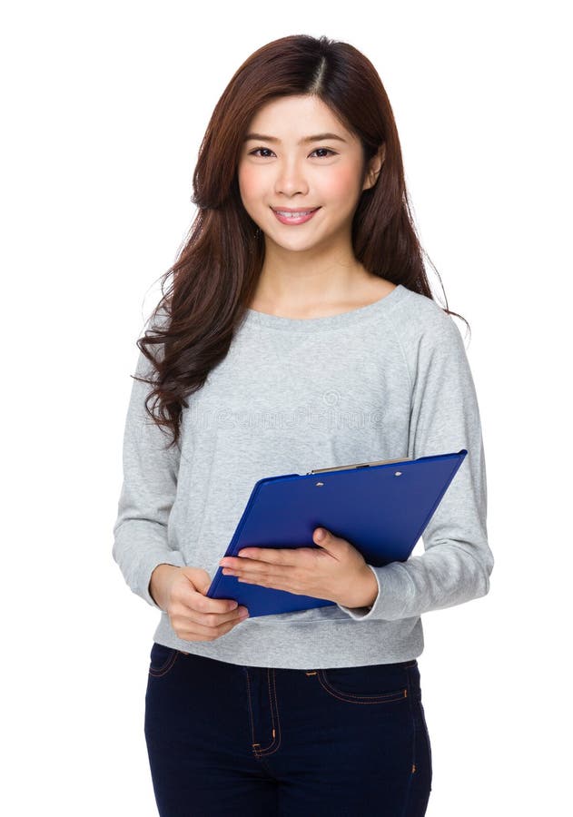 Young woman hold with file stock photo. Image of file - 52491192