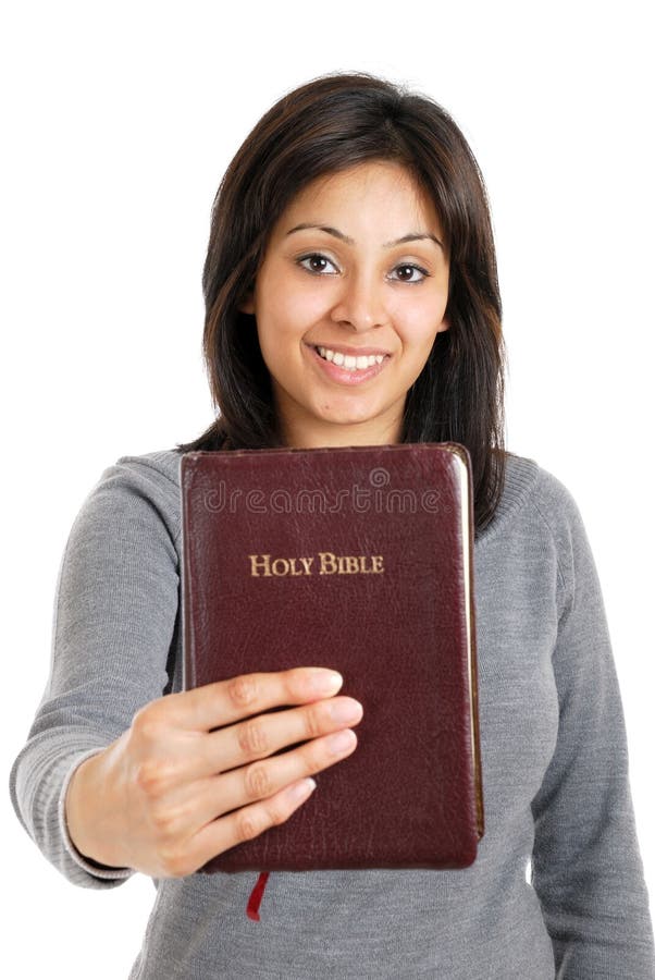 Young Woman Holding a Bible Showing Commitment Stock Photo - Image of ...