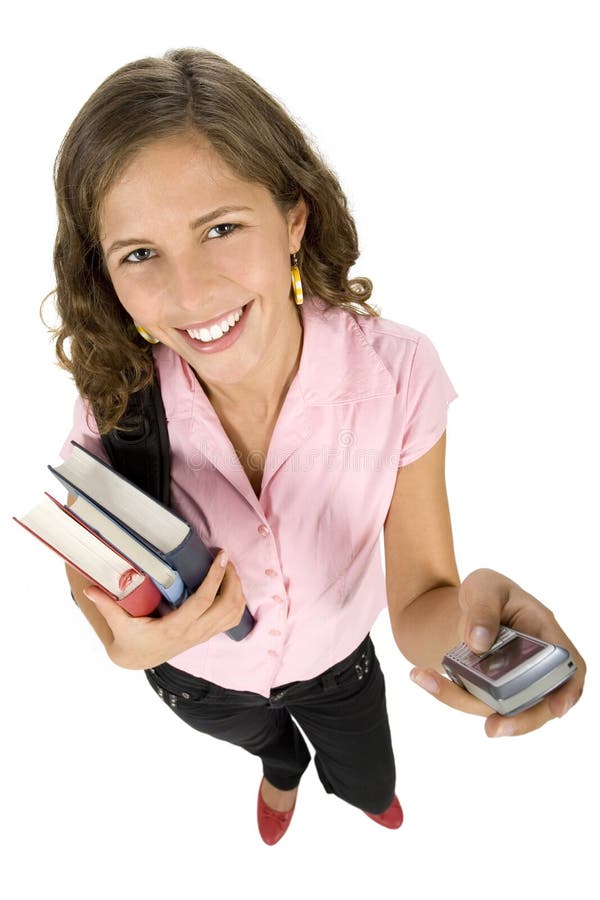 Young woman holding books stock photo. Image of angle - 6361158