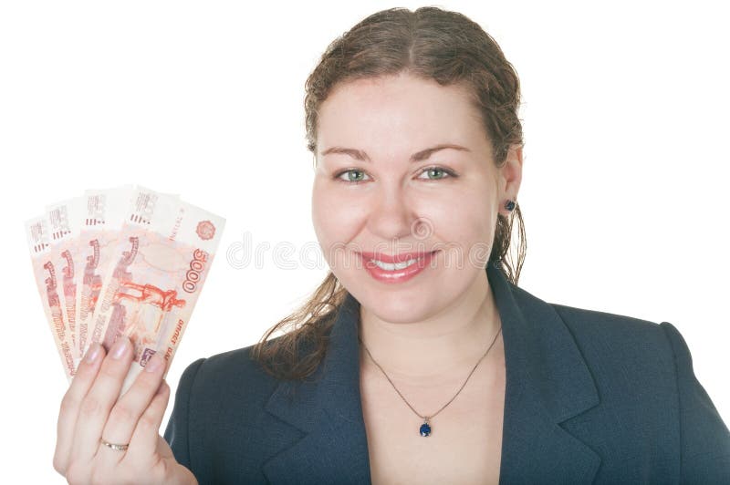 Young Woman Holding Cash In Hand Stock Image - Image of attractive ...