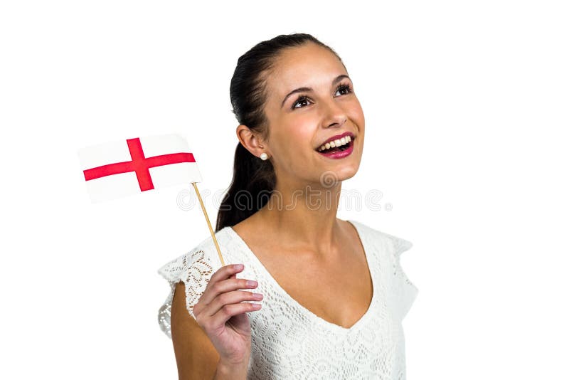 Young Woman Holding England Flag Stock Image - Image of english ...