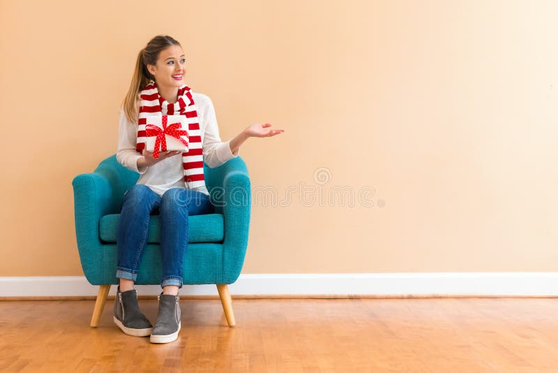 Young Woman Holding a Gift Box Stock Image - Image of people, love ...